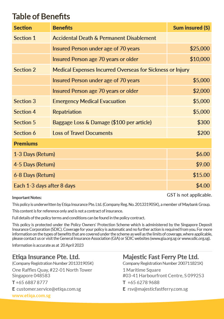 * Click Here for Go-Ferry Insurance Policy details